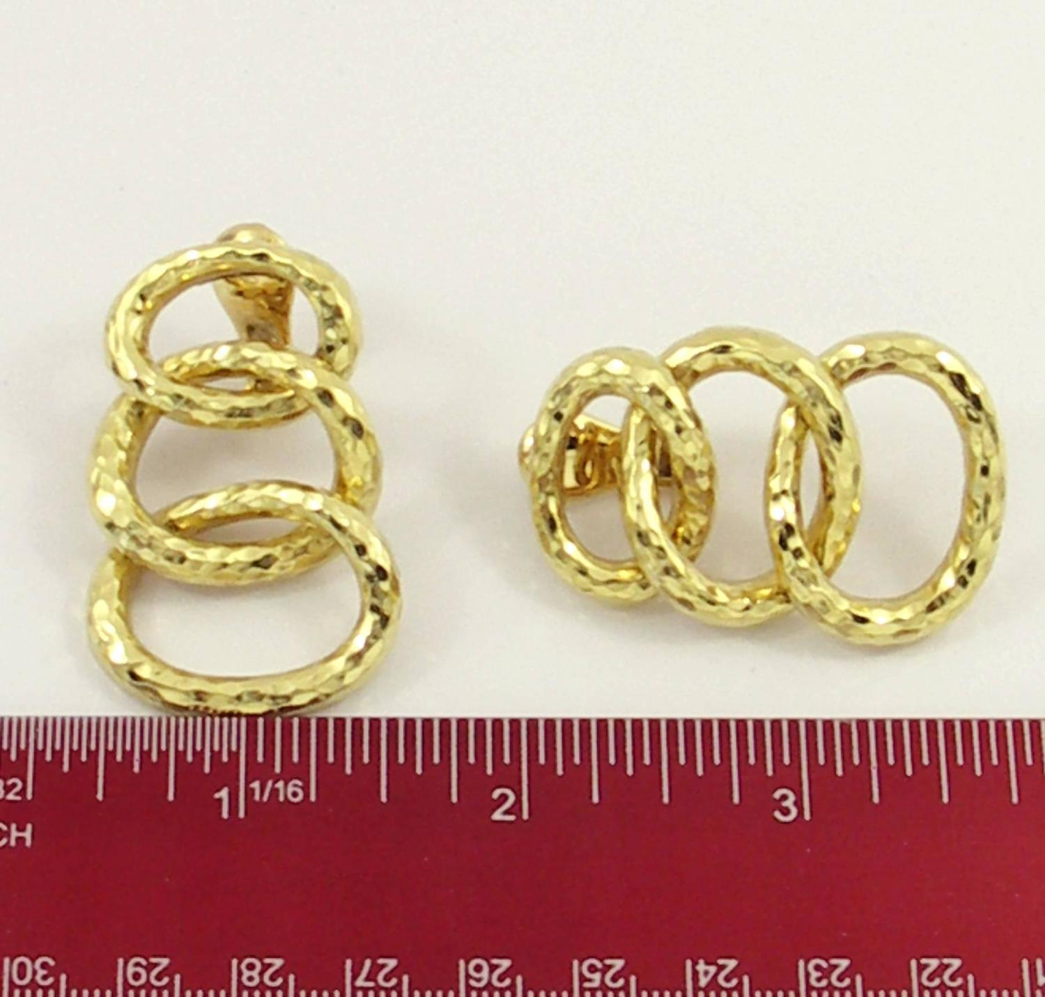 David Webb Gold Triple Loop Earrings For Sale at 1stdibs