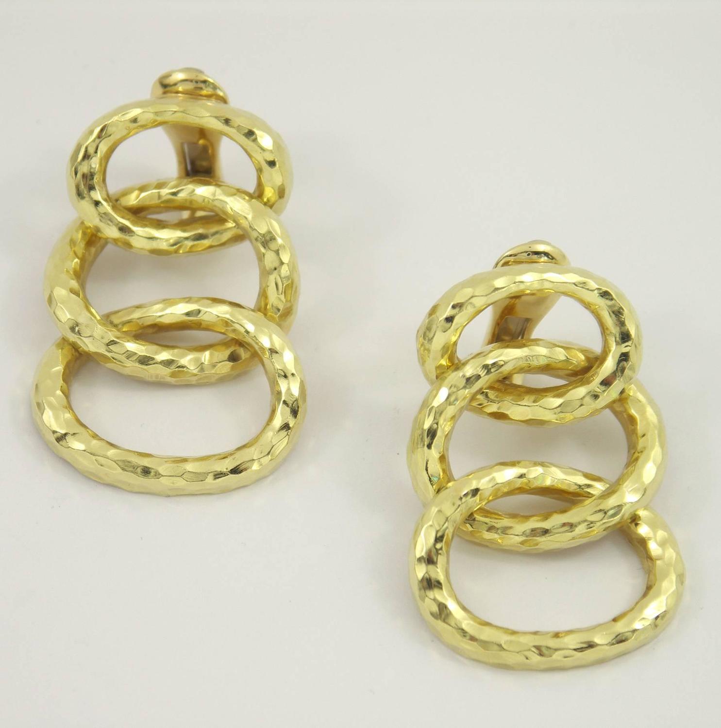 David Webb Gold Triple Loop Earrings at 1stdibs