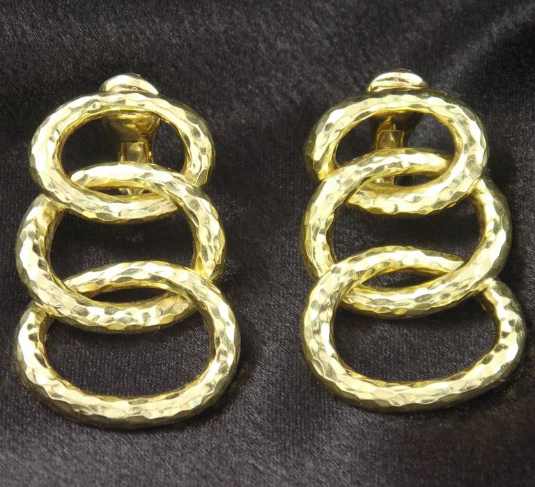 David Webb Gold Triple Loop Earrings at 1stDibs