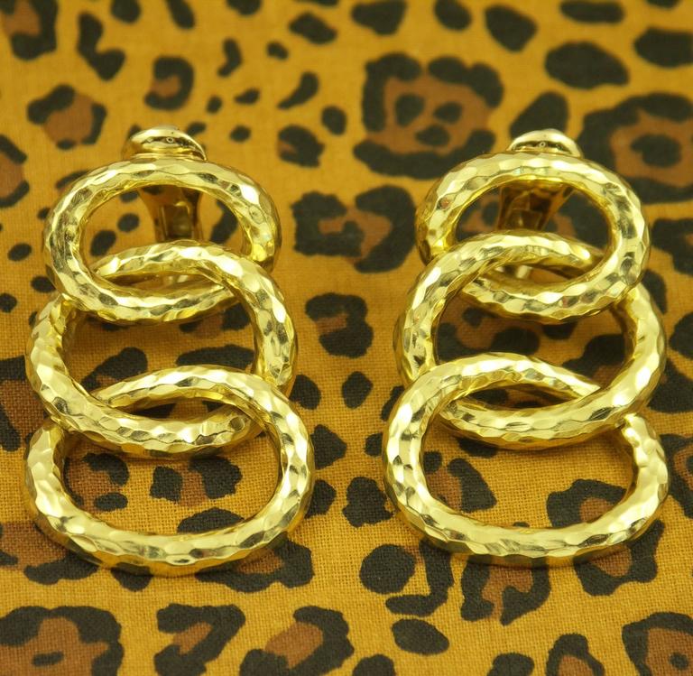 David Webb Gold Triple Loop Earrings at 1stDibs