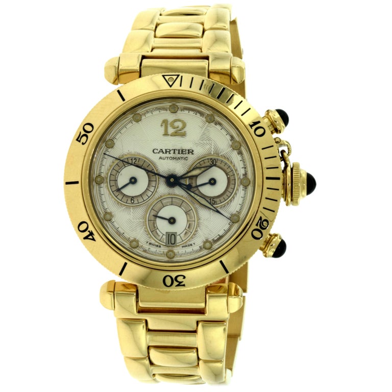Cartier Yellow Gold Pasha Chronograph Automatic Wristwatch Ref 2111 at ...