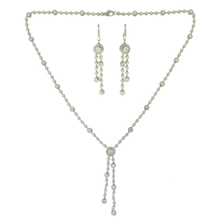 Tiffany and Co. Circlet Double Drop Diamond Two Piece Platinum Set For ...