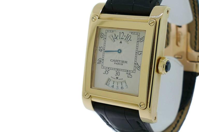 Cartier yellow gold Tank A Vis Jumping Hour Paris Privee Wristwatch Ref ...