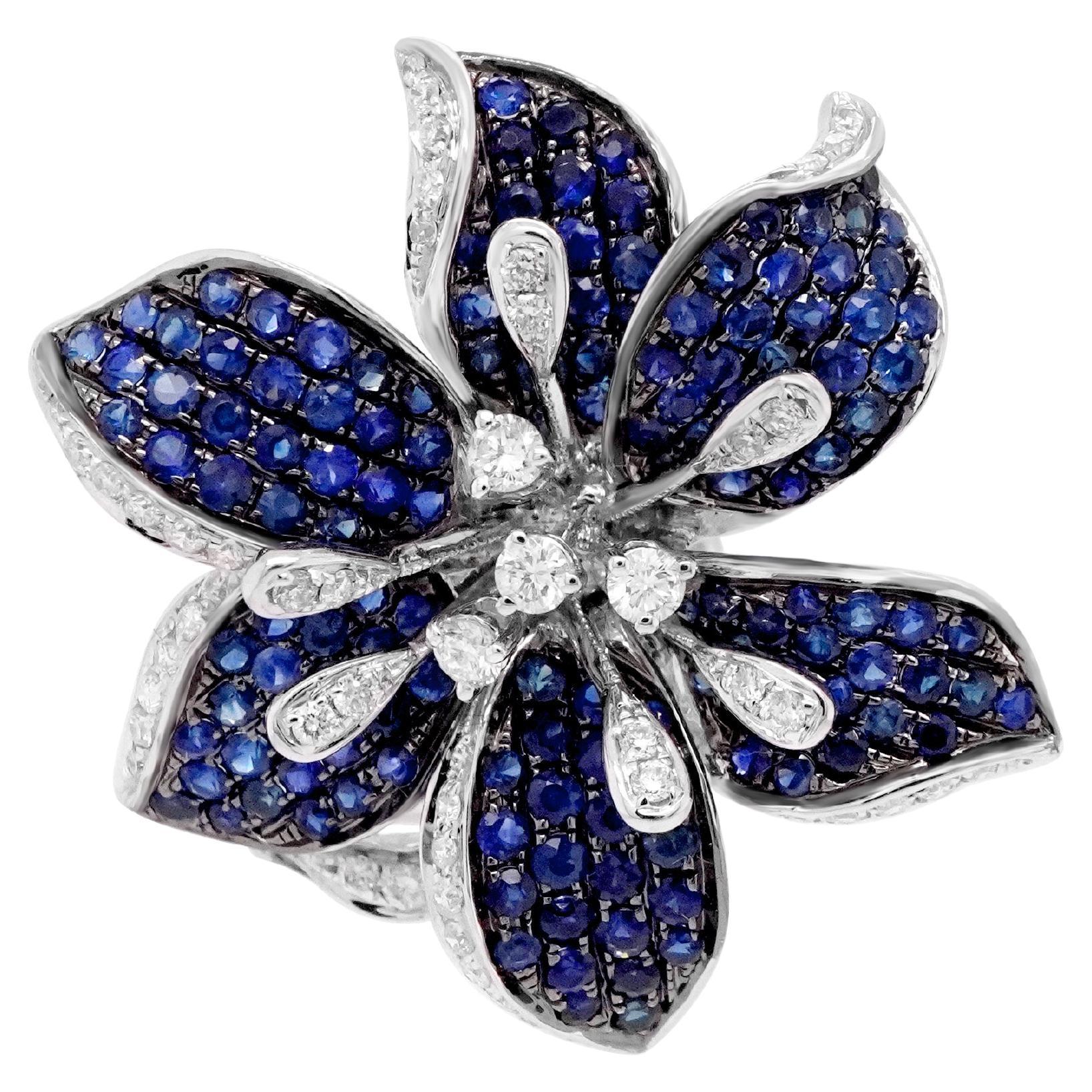 Earrings Flowers with Blue Sapphires 10.31 cts and Diamonds 0.80 cts ...