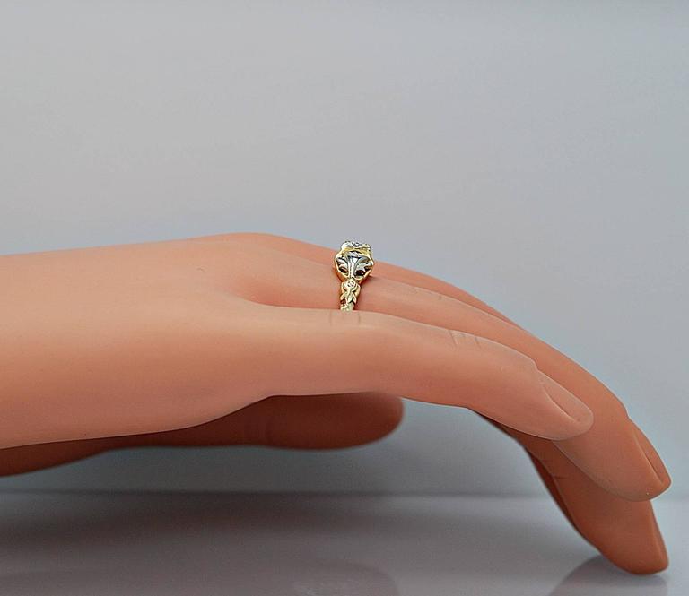 Jabel Antique Diamond Two Color Gold Engagement Ring at 1stDibs