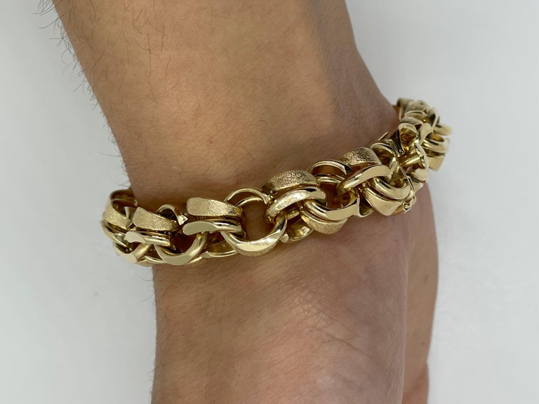 Vintage 1990s 14 Karat Yellow Gold Heavy Charm Bracelet For Sale at ...