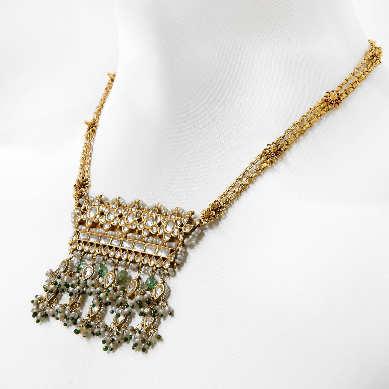 19th Century Indian Nimboli Panch Mania Emerald Pearl Enamel Gold ...
