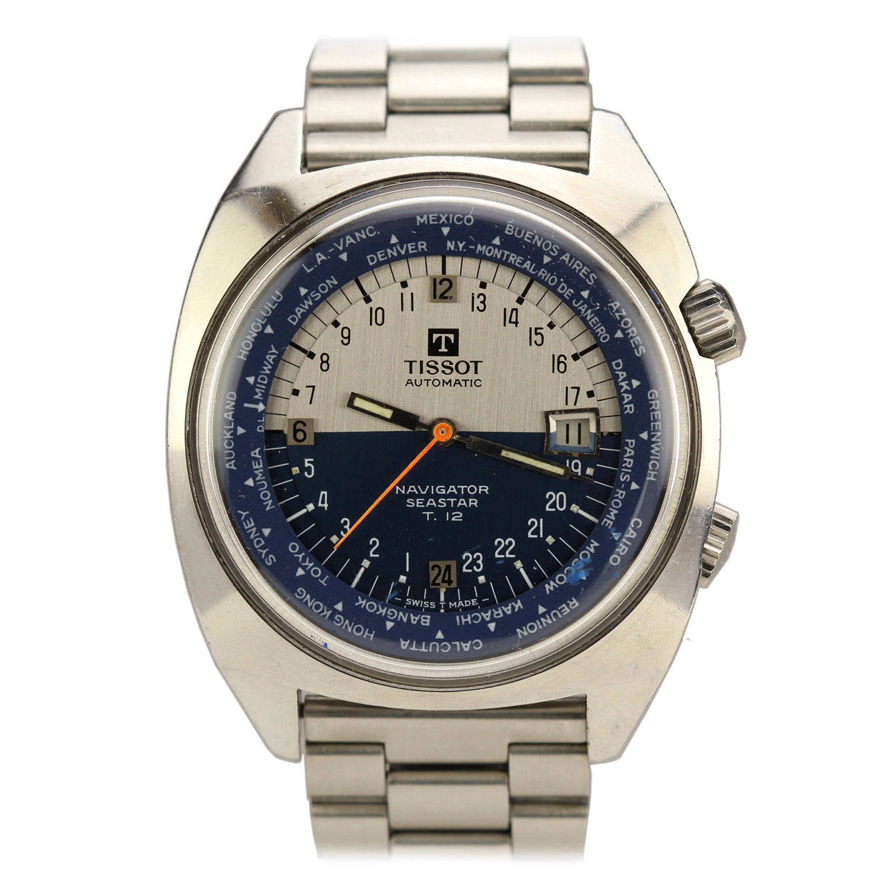 Tissot Stainless Steel Navigator Seastar Automatic Wristwatch For Sale ...