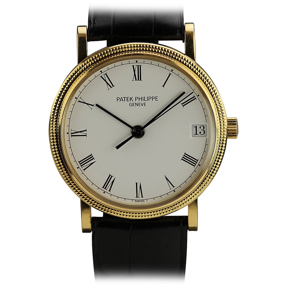 Patek Philippe Yellow Gold Calatrava Wristwatch Ref 3802 circa 2000 at ...
