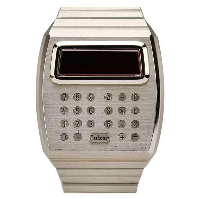 Pulsar Stainless Steel Digital Led Calculator Wristwatch Ref 1823-2 at ...