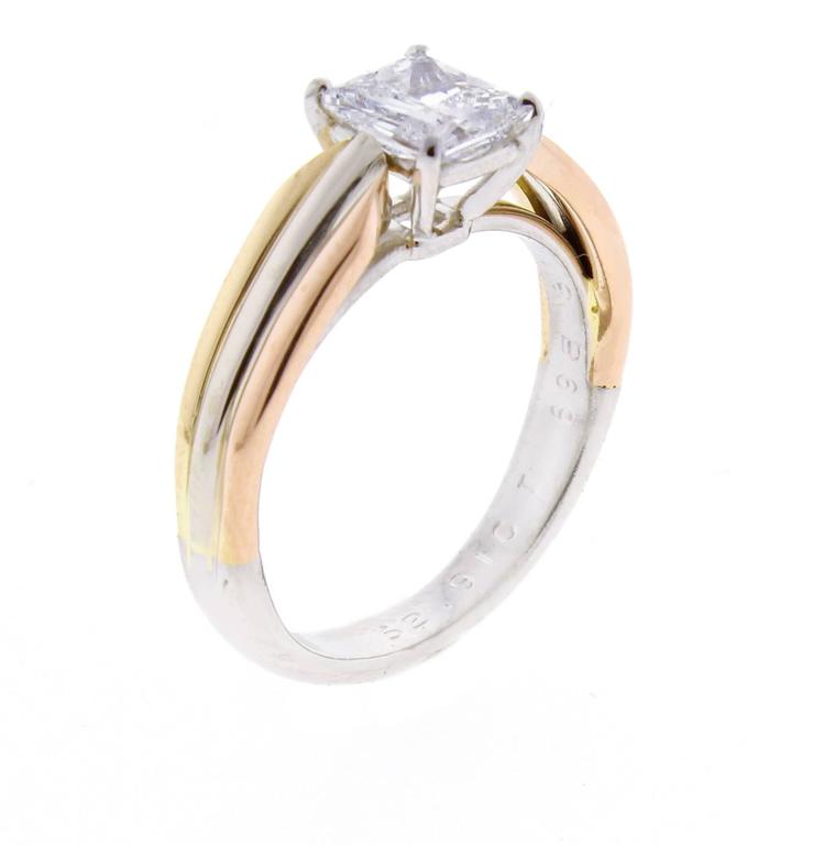Cartier Trinity Radiant Diamond Gold Platinum Engagement Ring at ...