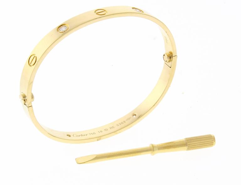 Cartier Four Diamond Gold Love Bracelet at 1stDibs