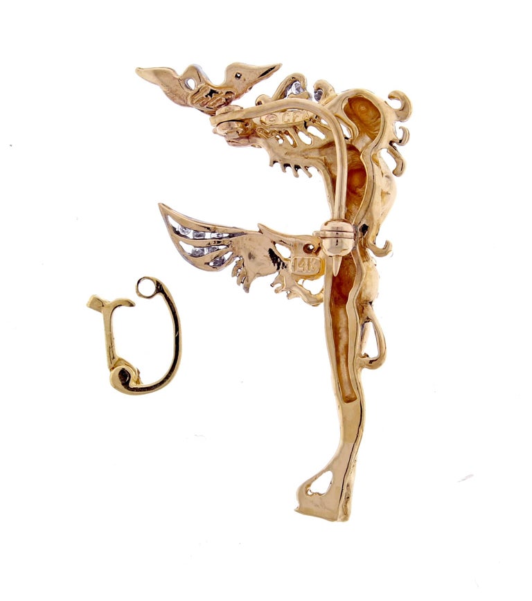 Erte Alphabet Letter F Diamond Nymph Brooch Pin at 1stDibs