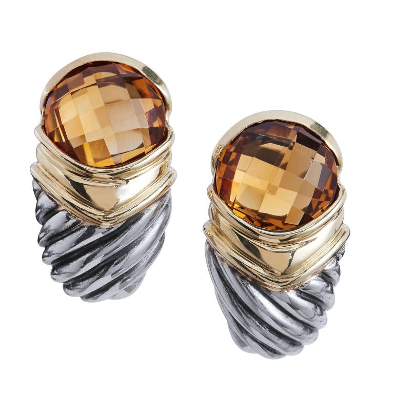 David Yurman Citrine "Thoroughbred Shrimp" Hinge-Back Earrings at ...