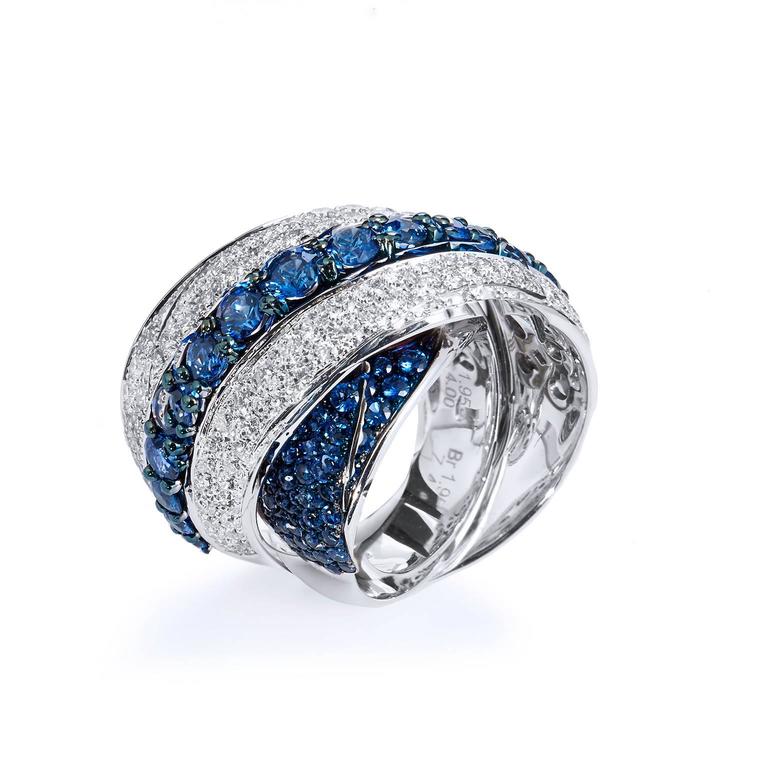 Italian Sapphire and Diamond Cocktail Ring at 1stDibs | sapphire in italian