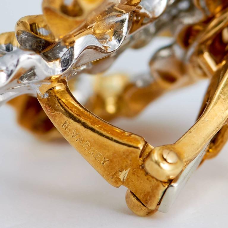 Nicholas Varney Gold Platinum Earrings at 1stDibs