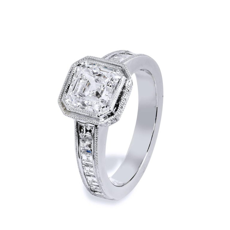 GIA 2.00 Carat Square Emerald Cut Diamond Engagement Ring Carre Cut ...