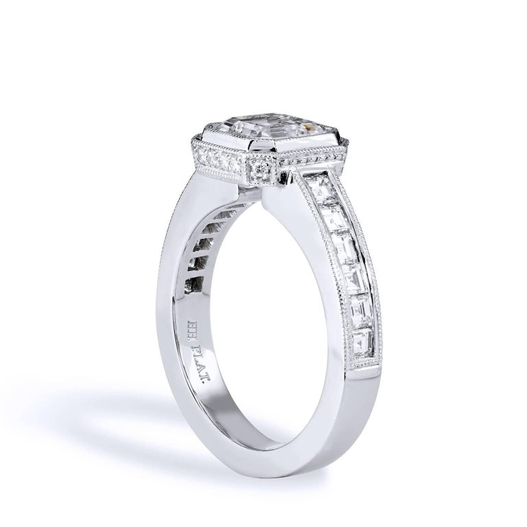 GIA 2.00 Carat Square Emerald Cut Diamond Engagement Ring Carre Cut ...