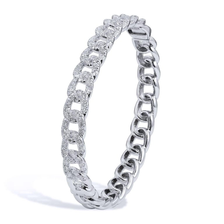 2.79 carat Pave Diamond Chain Link Hinge Lock Bangle Bracelet in 18 ...