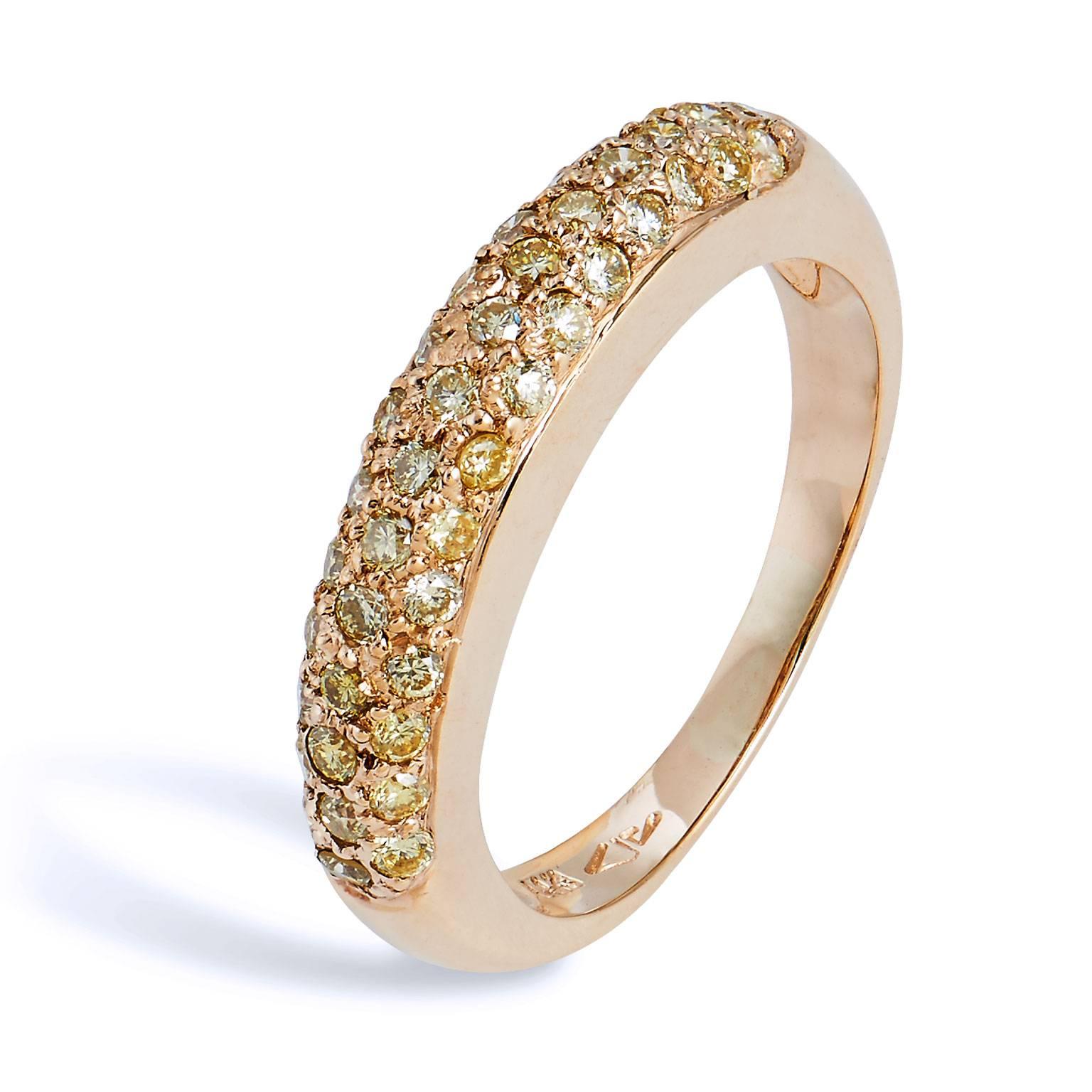 Diamond Pave Yellow Gold Ring at 1stDibs