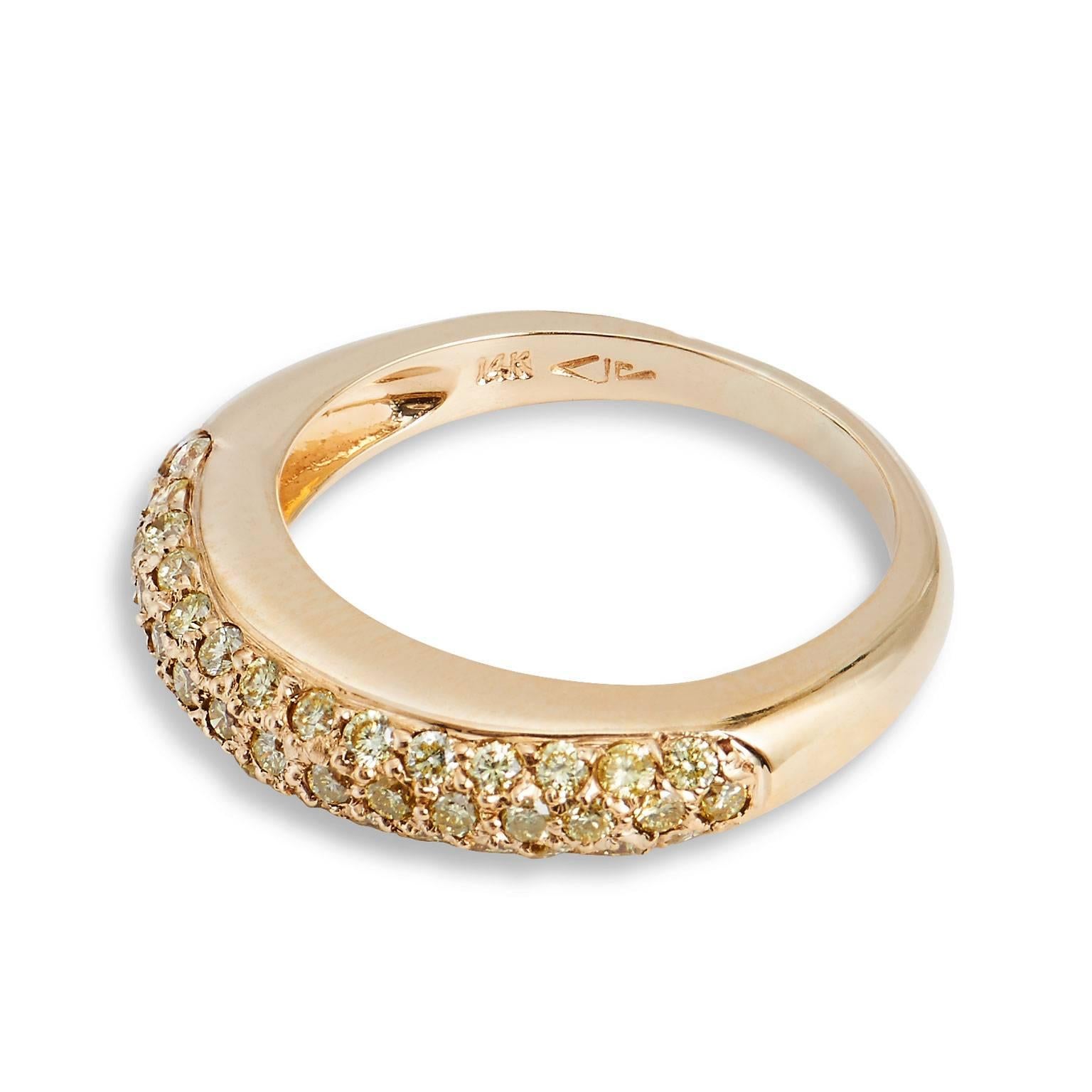 Diamond Pave Yellow Gold Ring at 1stDibs