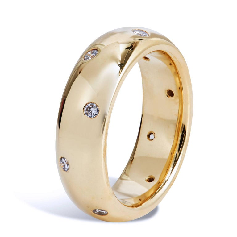 Diamond Flush Setting 18 Karat Yellow Gold Band Ring at 1stDibs