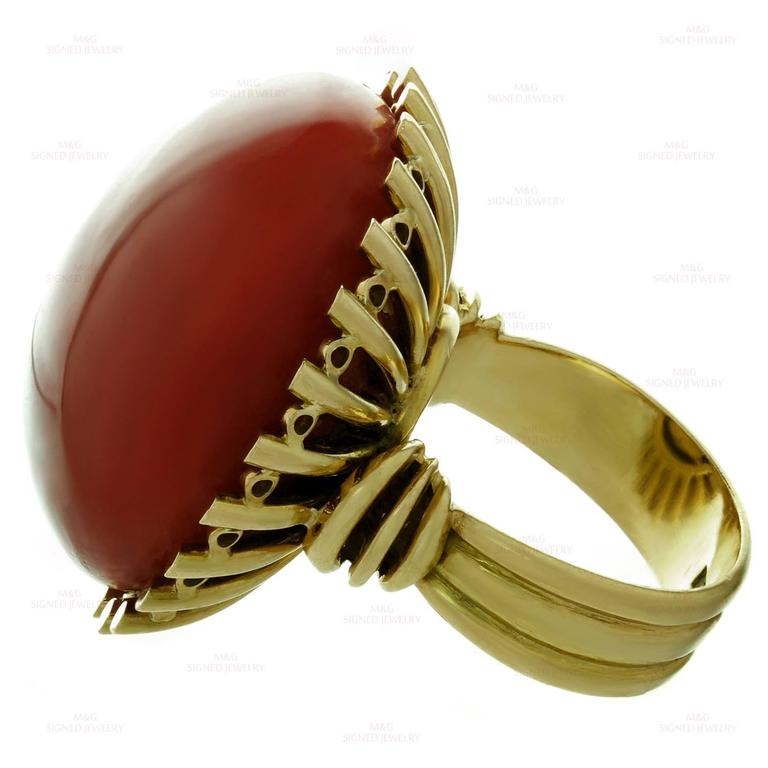 1950s Natural Oxblood Coral Gold Ring at 1stDibs | oxblood coral ring ...
