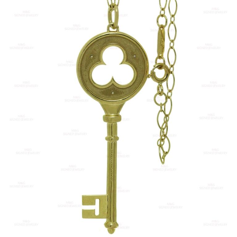 Tiffany and Co. Clover Key Diamond Yellow Gold Necklace For Sale at ...