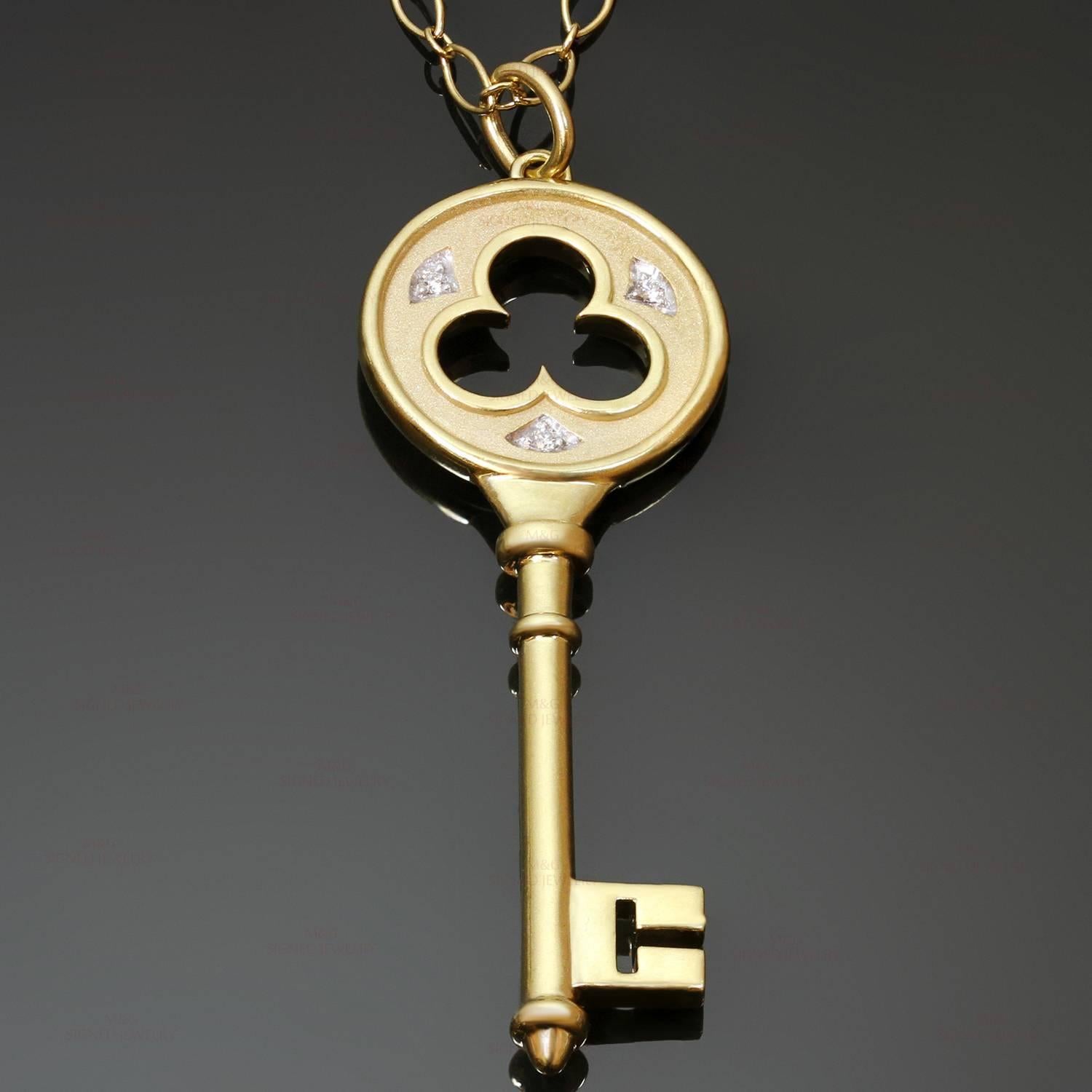 Tiffany and Co. Clover Key Diamond Yellow Gold Necklace For Sale at ...