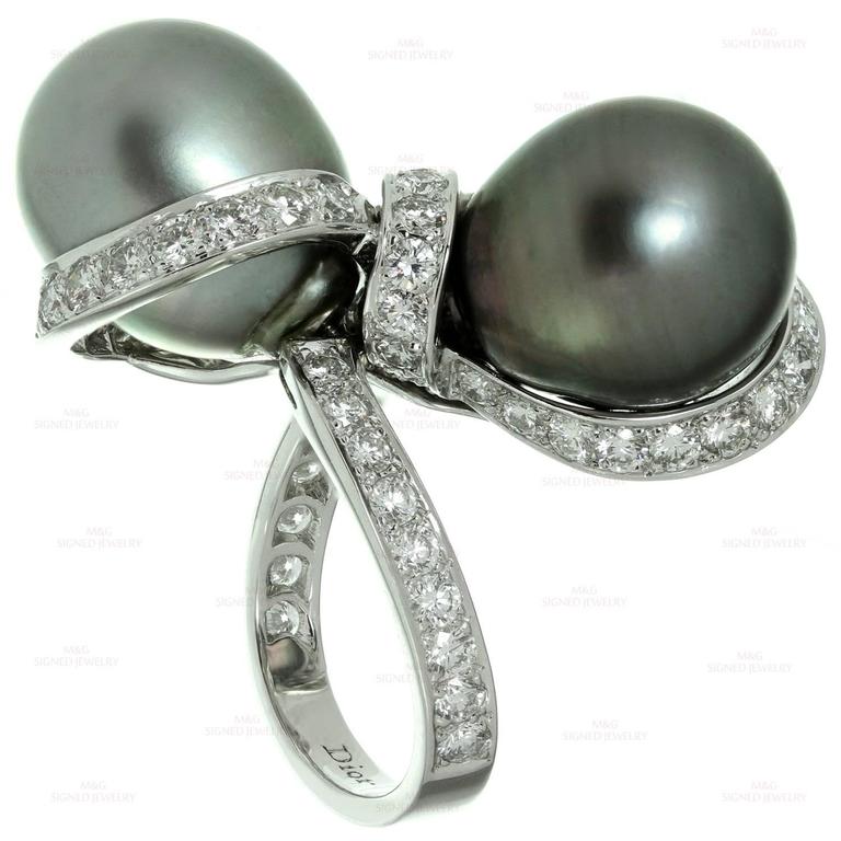 Christian Dior Tahitian Pearl Diamond White Gold Caprice Ring For Sale ...