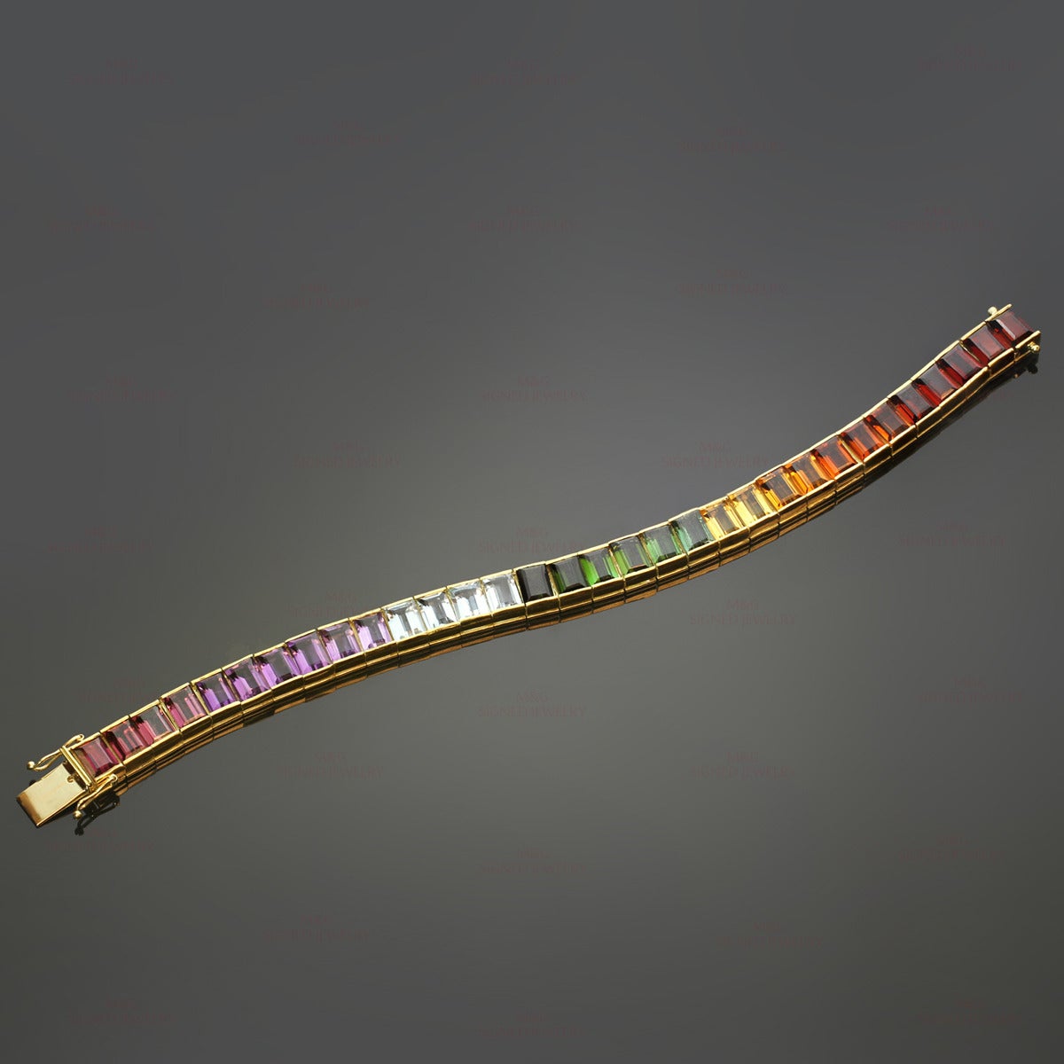 Multicolor Gemstone Yellow Gold Rainbow Bracelet at 1stDibs