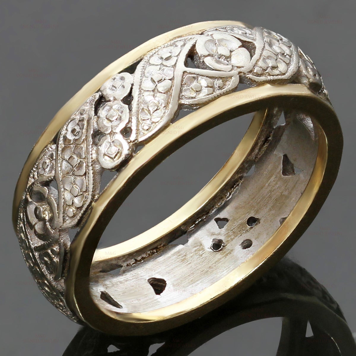 Two-Tone Gold Filigree Band Ring at 1stDibs