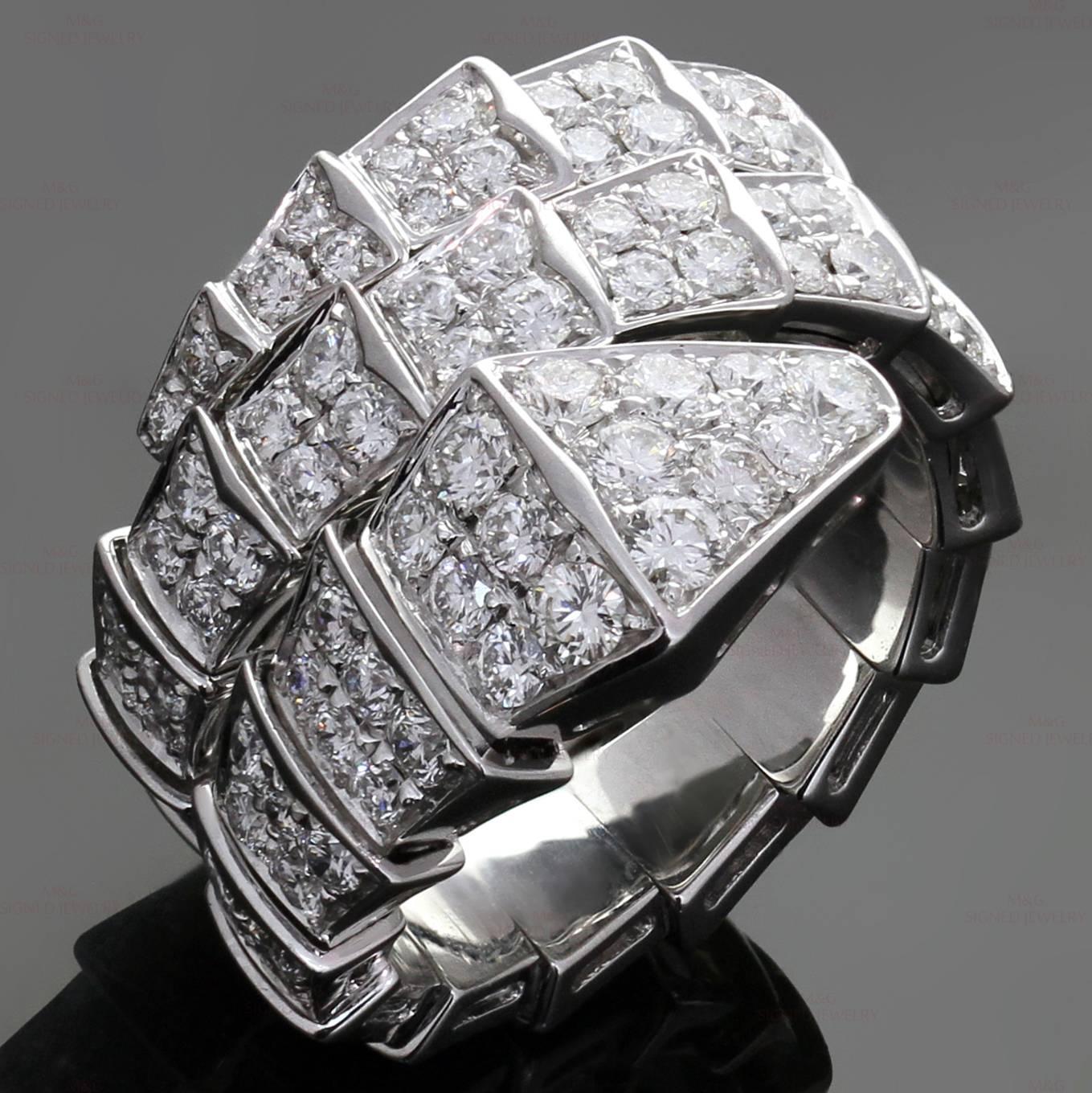Bulgari Serpenti Full Pave Diamond Gold Ring at 1stdibs