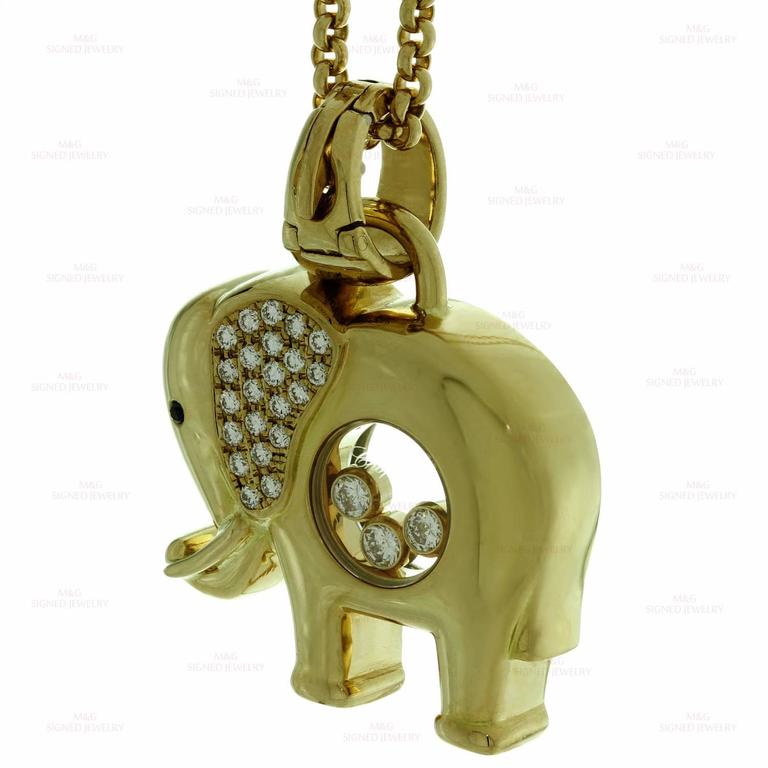 1990s Chopard Happy Diamond Medium Gold Elephant Pendant Necklace at ...