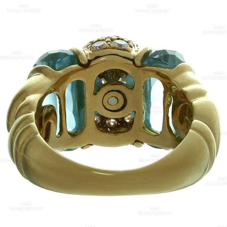 BULGARI Ganci Diamond Aquamarine Yellow Gold Ring at 1stDibs