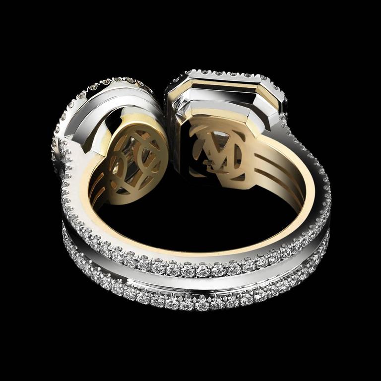 Alexandra Mor Two-Stone Princess-Cut and Oval-Cut Diamond Ring at ...