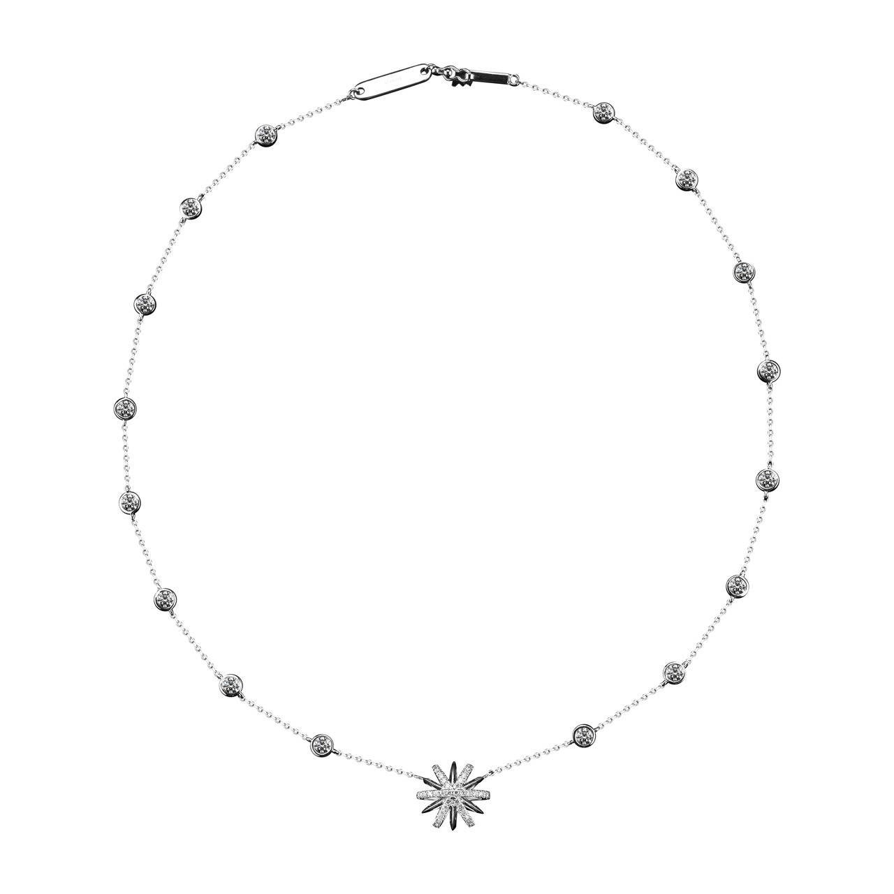 Diamond Platinum Snowflake Pendant and Bezel-Set Diamonds Necklace For ...