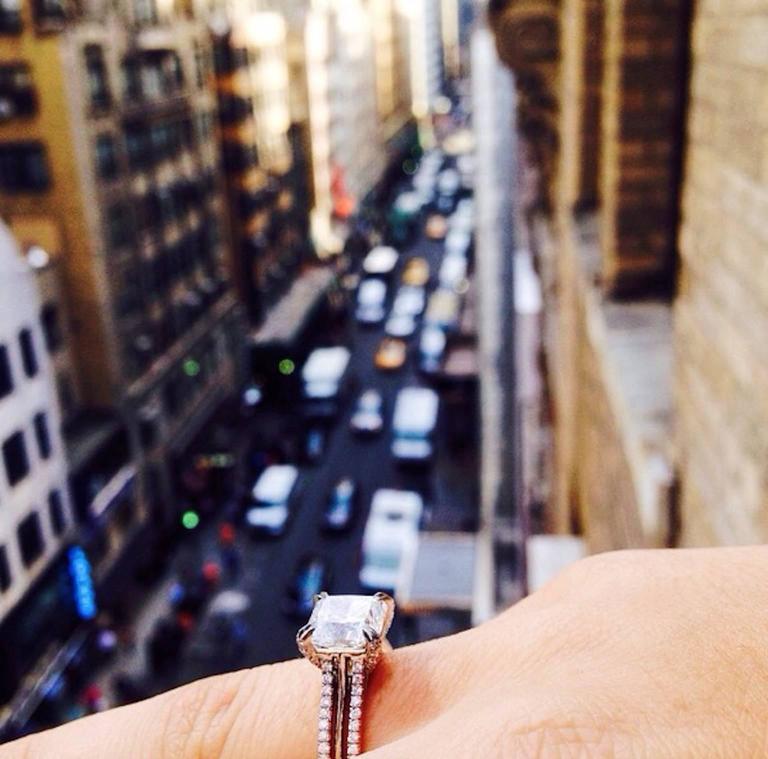 Alexandra Mor Signature Radiant-Cut Diamond Gold Platinum Ring For Sale ...