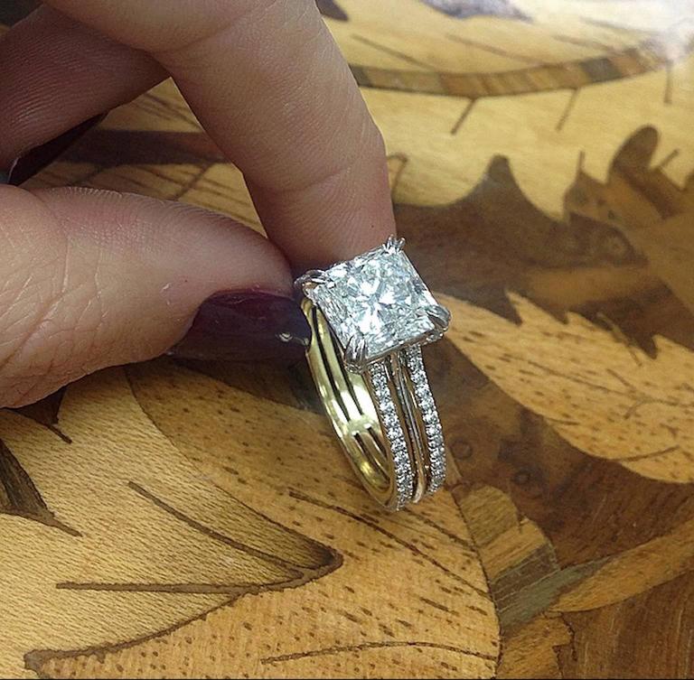 Alexandra Mor Signature Radiant-Cut Diamond Gold Platinum Ring For Sale ...