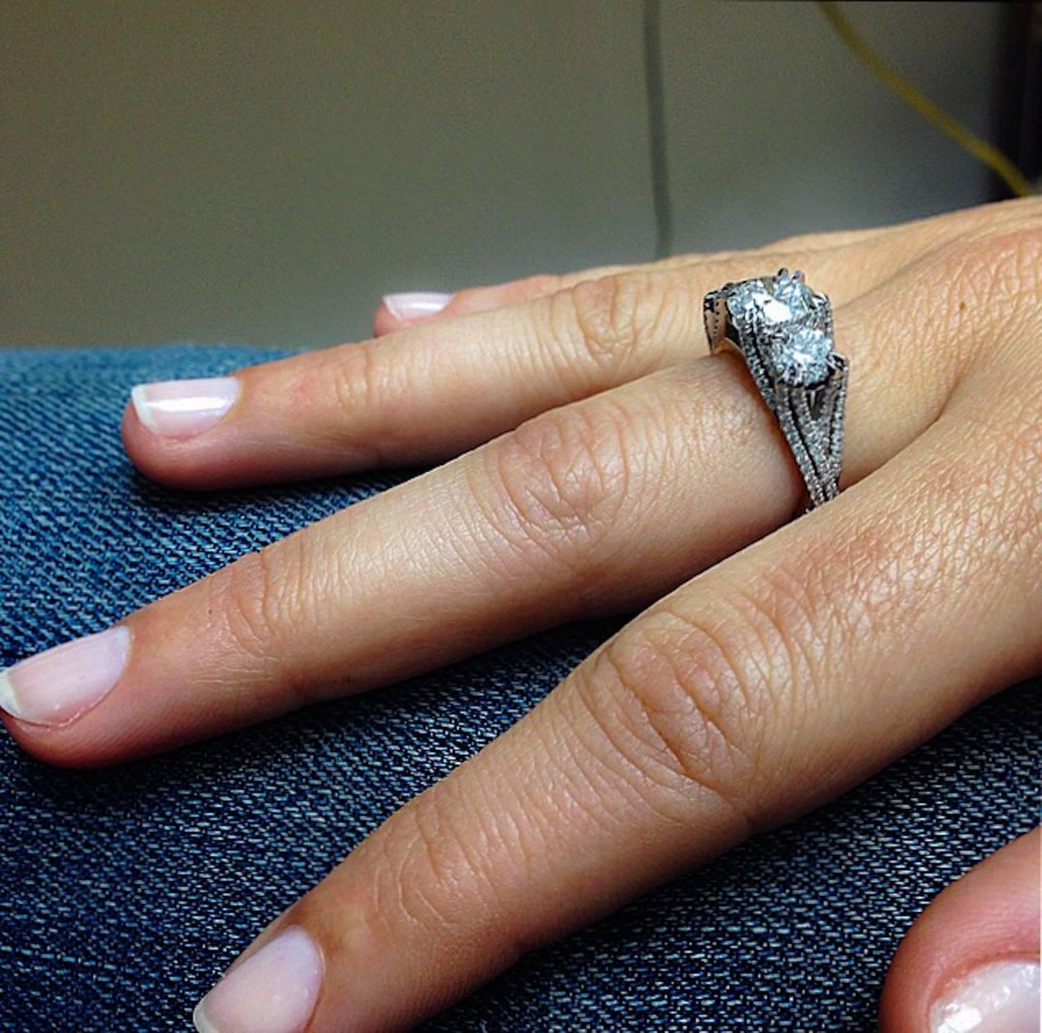 Alexandra Mor Three Stone Brilliant-Cut Woven Diamond Ring 1.50 E SI1 ...