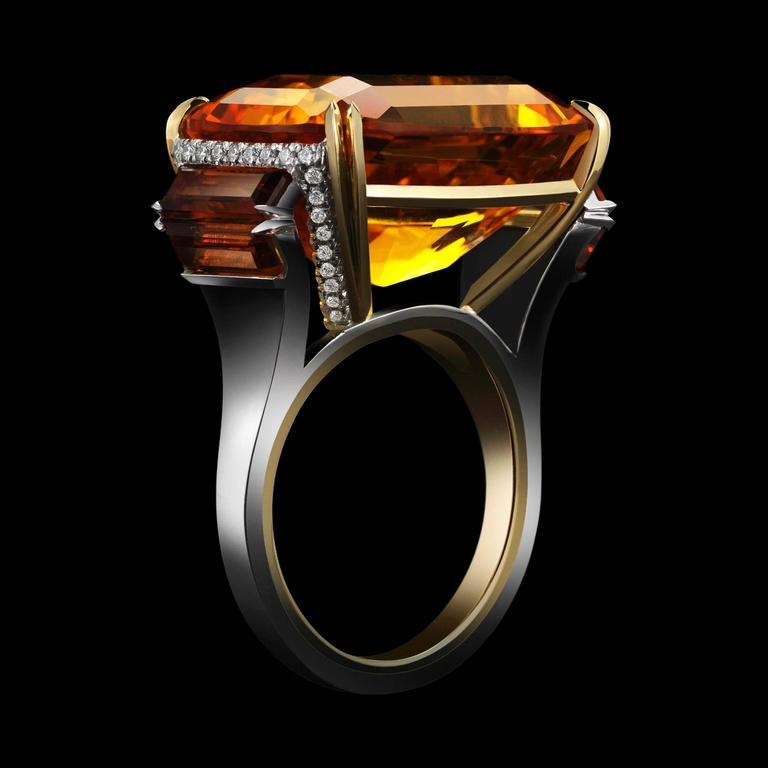 Alexandra Mor Cushion Cut Palmeira Citrine Diamond Gold Platinum Ring ...