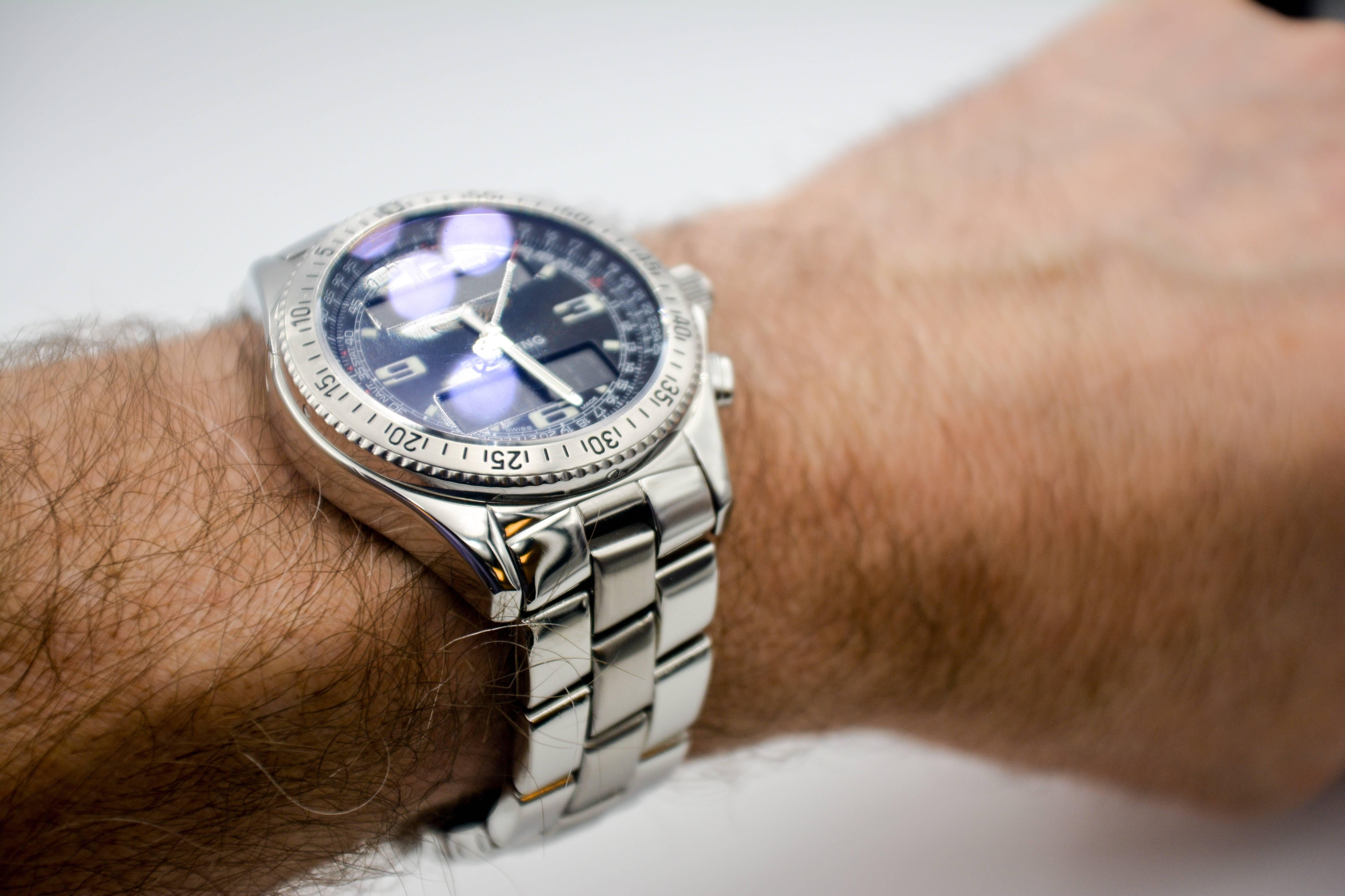 Breitling Stainless Steel B1 Black Dial Quartz Wristwatch at 1stDibs