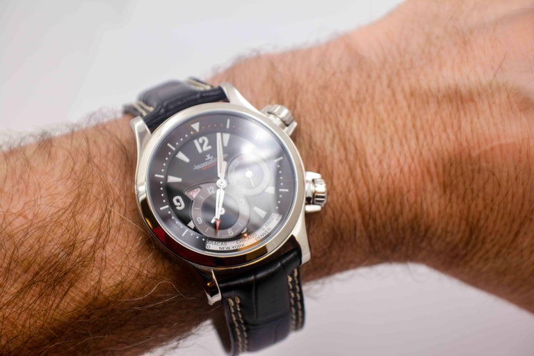 Jaeger LeCoultre Stainless Steel Master Compressor Dual Time Wristwatch ...