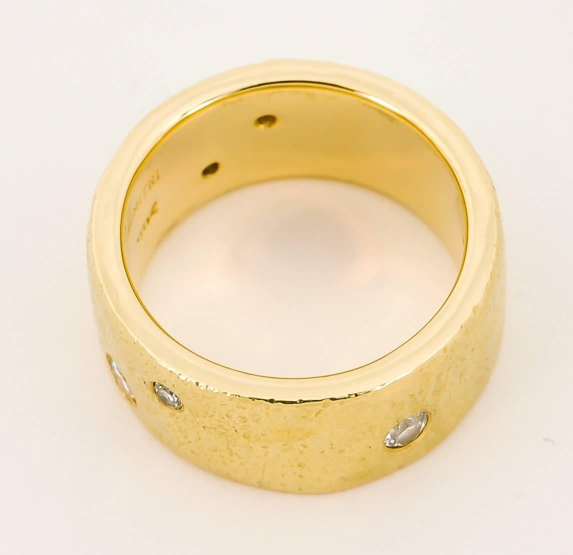 Dimitry hammered finish diamond gold band ring at 1stDibs