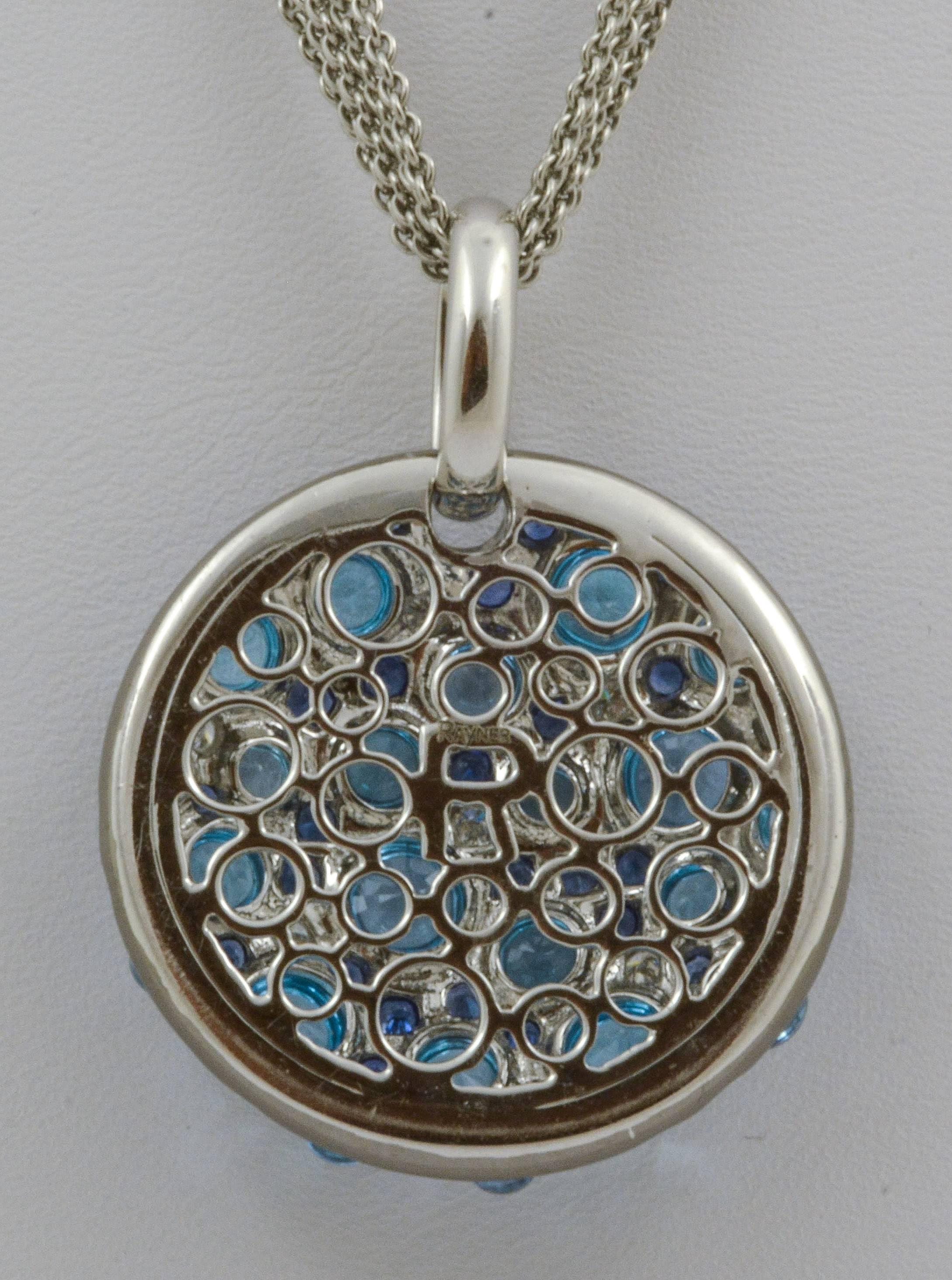 Rodney Rayner Blue Sapphire Blue Topaz Diamond Gold Pendant at 1stDibs