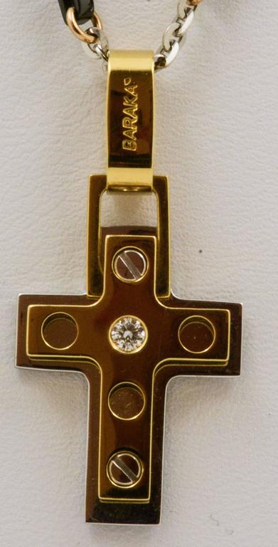 Baraka Diamond Stainless Steel Gold Cross Necklace at 1stDibs | baraka ...
