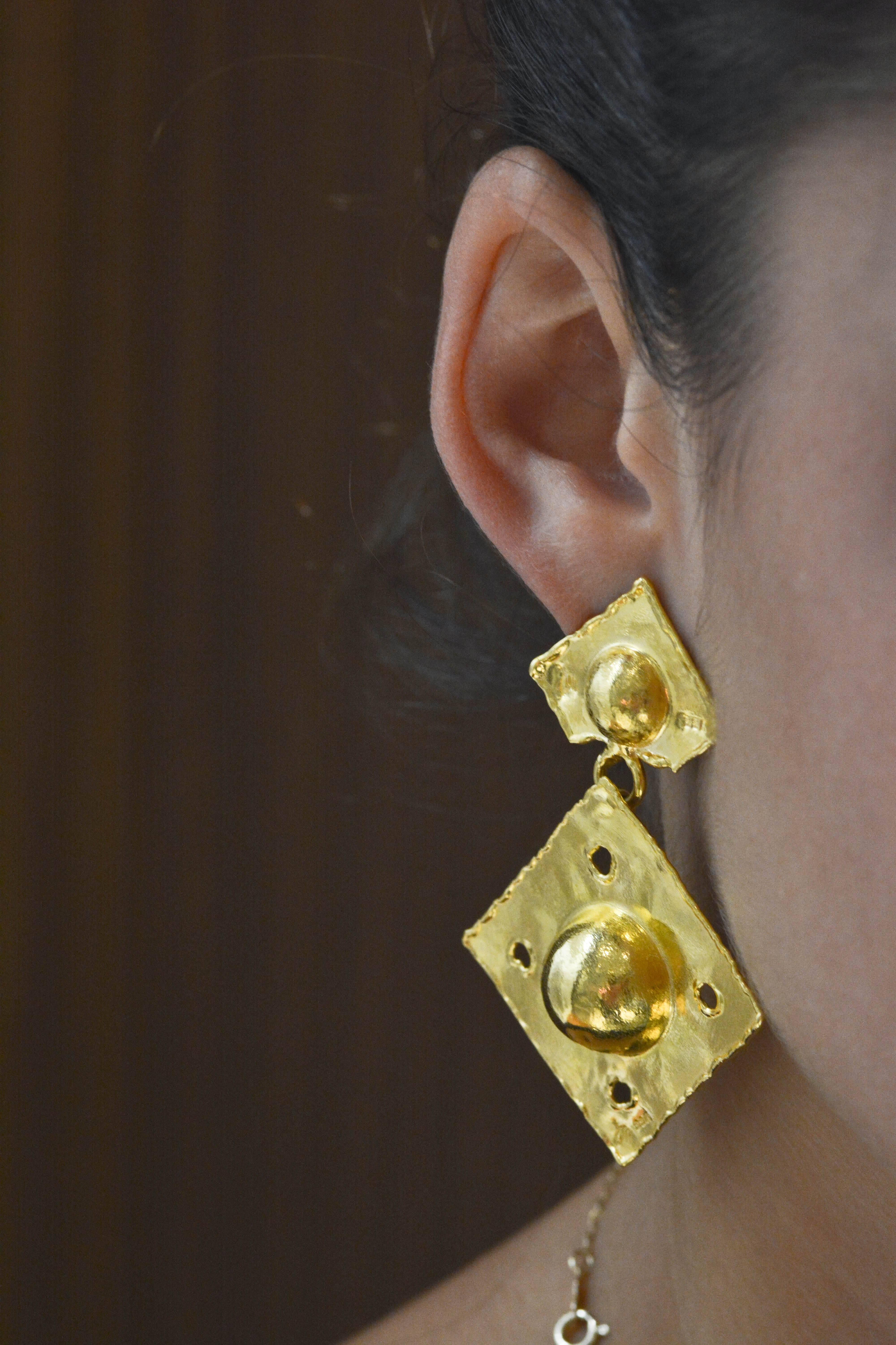 Jean Mahie Gold Detachable Two Part Earrings at 1stDibs