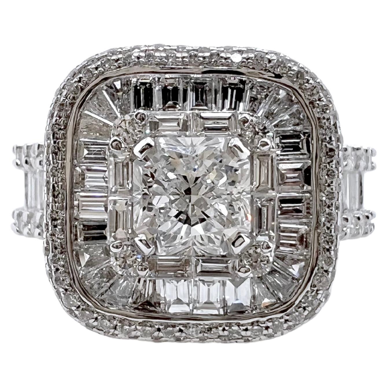 18k White Gold Elevated Box Setting Diamond Ring For Sale at 1stDibs