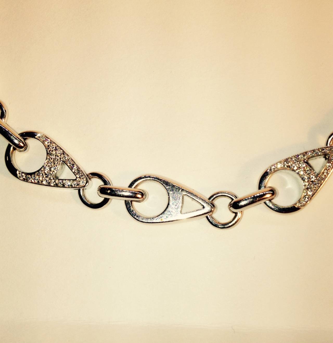 1980s Asprey Diamond Gold Heavy Teardrop Shaped Link Chain at 1stDibs