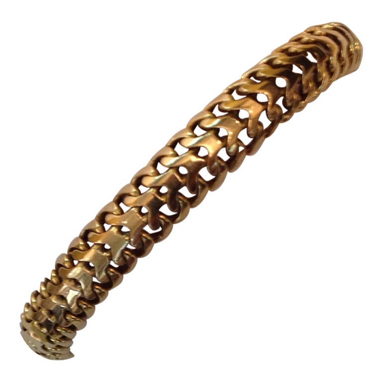 1950's Gold, Flexible, Snake Link Bracelet. at 1stDibs